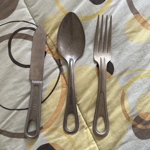 US WWII Military Mess Kit Utensils Spoon Knife Fork Set | eBay