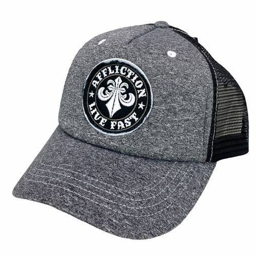 Affliction Live Fast Snapback Hat Cap Mesh Back Gray Black Adjustable ...