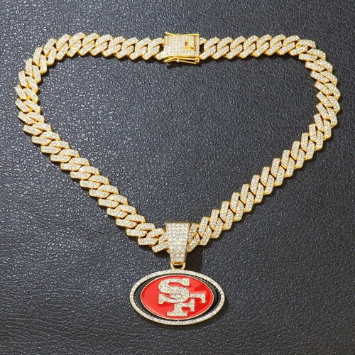 20" Chain SAN FRANCISCO 49ER GEM NECKLACE Gold Silver Team Bling Hip ...