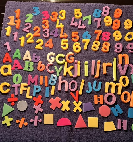 Vintage Lot Color Plastic Fridge Alphabet Letter Number Shapes Magnets ...