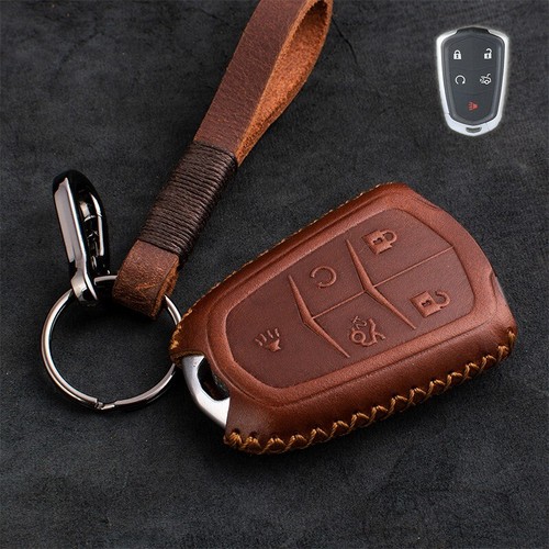 Genuine Leather Car Key Fob Cover Case For Cadillac ATS CT6 CTS SRX XT5 ...