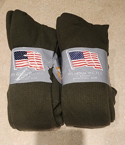 3-pack+Military+Issue+Boot+Socks+OD+Green+Medium+10+-+13+Tube+Sock+DLA ...