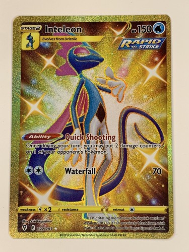 Inteleon 227/203 Full Art Gold Secret Rare Pokémon Evolving Skies - NM ...