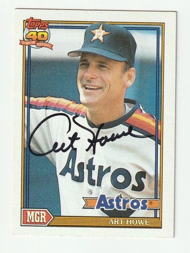 Art Howe Signed 1991 Topps Card #51 Auto Houston Astros Autograph ...