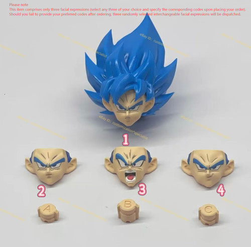 NEW custom SSB goku 1/12 shf DBZ Son Goku blue Head sculpt Accessories ...