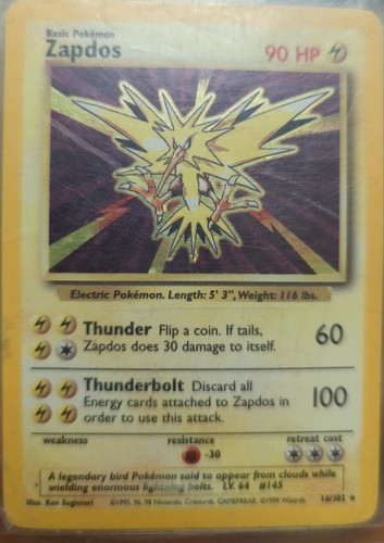 Pokémon TCG Zapdos Base Set 16/102 Holo Unlimited Holo Rare | eBay