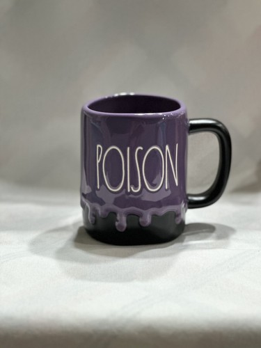 New RAE DUNN Halloween "POISON" Black & Purple Drip Mug By Magenta | eBay