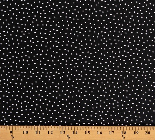 Cotton Dinky Dots Small White Dots on Black Fabric Print by the Yard ...