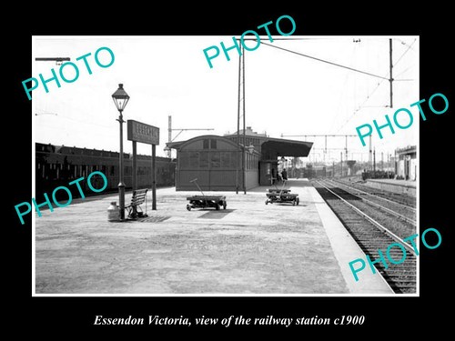 OLD 8x6 HISTORIC PHOTO OF ESSENDON VICTORIA THE RAILWAY STATION 1900 ...