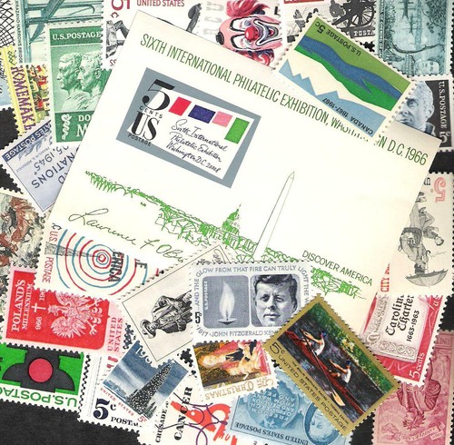 SIXTY (60) Different Mint US 5 cent SINGLES Stamp LOT, incl souvenir ...