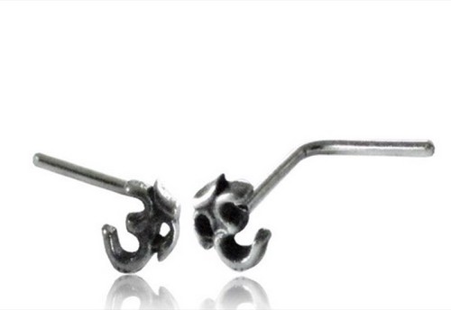 STERLING SILVER TRIBAL OM SYMBOL L SHAPE NOSE STUD NOSE PIN BONE RING ...