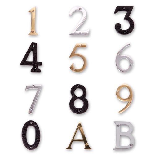 BLACK BRASS CHROME HOUSE NUMBERS/LETTERS & SCREWS 75mm Front Door ...