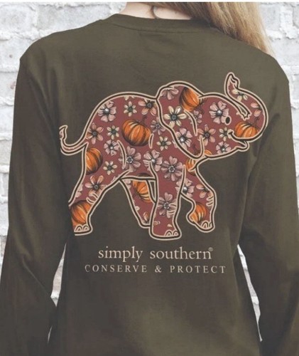 Simply Southern Elephant Fall Pumpkin Tracker Long Sleeve Tshirt Brown ...