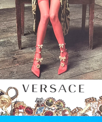 High Heels Shoes Versace Footwear Tights Magazine Print AD Fashion Long ...