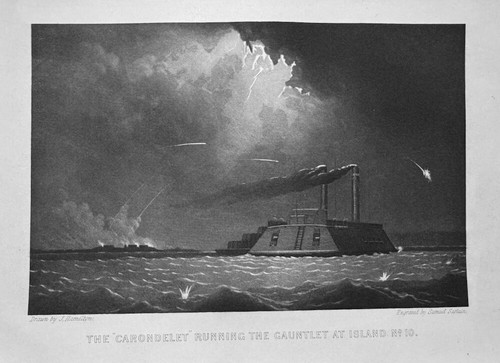 US Civil War IRONCLAD USS CARONDELET NIGHT RUN CANNONS, 1865 Art Print ...