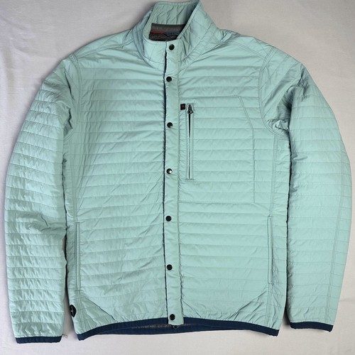 Relwen Windzip Jacket Mens Medium Blue Quilted Insulated Snap Front Zip ...