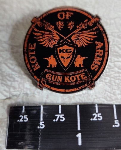 KG Firearms Coatings "KOTE OF ARMS GUN KOTE" 1.25" Hat Lapel Pin SHOT ...