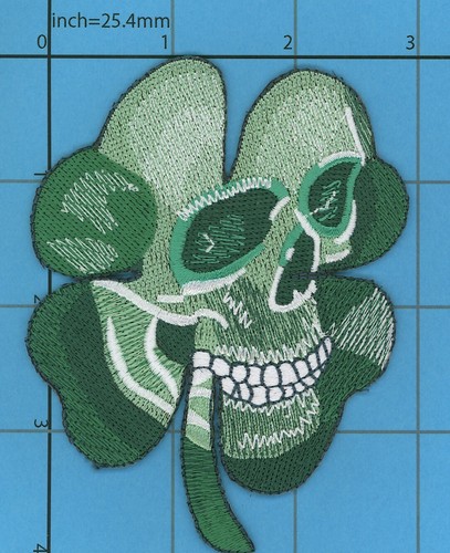 Iron on Shamrock Clover Lucky Irish Skull Tactical Patch Army FOUR LEAF ...