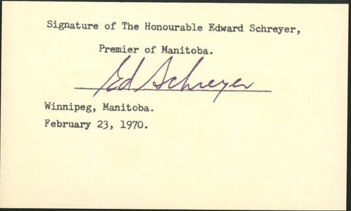 EDWARD SCHREYER signed card | Governor General of Canada - autograph | eBay
