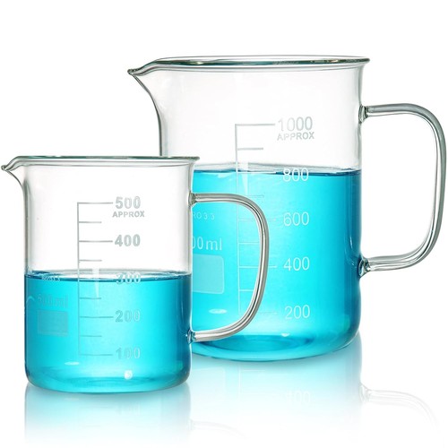 Set of 2 Glass Beaker with Handle, Graduated Measuring Beakers Thi ...
