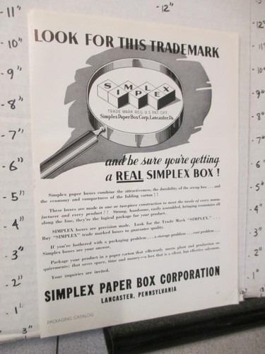 magazine ad 1941 SIMPLEX PAPER BOX Lancaster PA product packaging | eBay