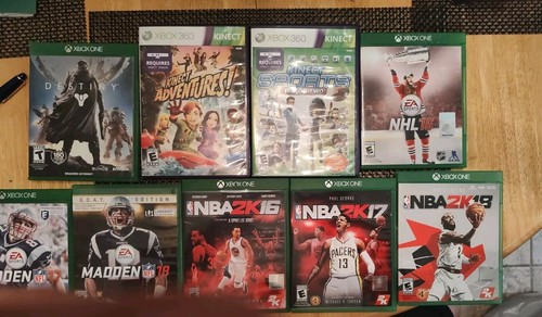LOT OF 9 XBOX ONE Games NBA 2k MADDEN NHL Destiny Kinect Sports ...
