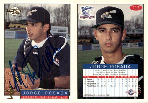 Jorge Posada Signed 1993-94 Fleer Excel #112 RC Card Yankees Auto AU | eBay