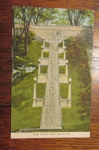 a153 vintage postcard High School Steps Galena IL Illinois ILL Kempter ...