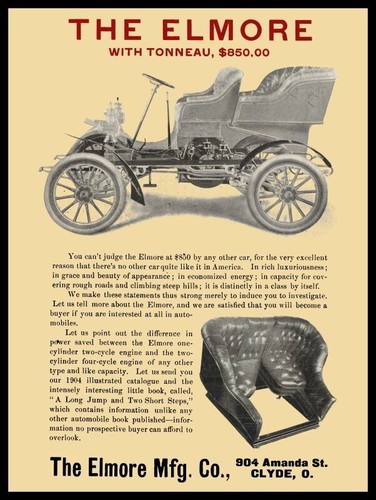 1904 ELMORE Automobile of Clyde, OhiO NEW Sign 24 x 30" USA STEEL XL ...