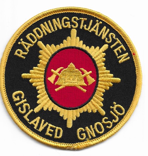 Sweden - Gislaved Gnosjo Fire Dept. Raddningstjansten (3.5" round) fire ...