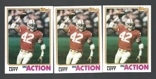 1982 TOPPS RONNIE LOTT IN ACTION 3 CARD ROOKIE LOT CARDS ARE NEAR MINT ...
