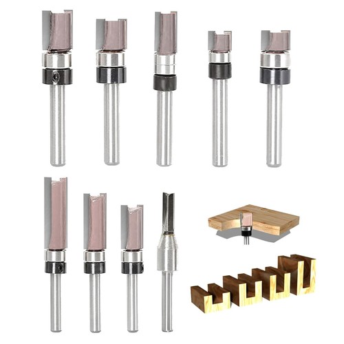 9pcs Pattern Flush Trim Router Bit 1/4 Shank, Carbide Tipped Top ...
