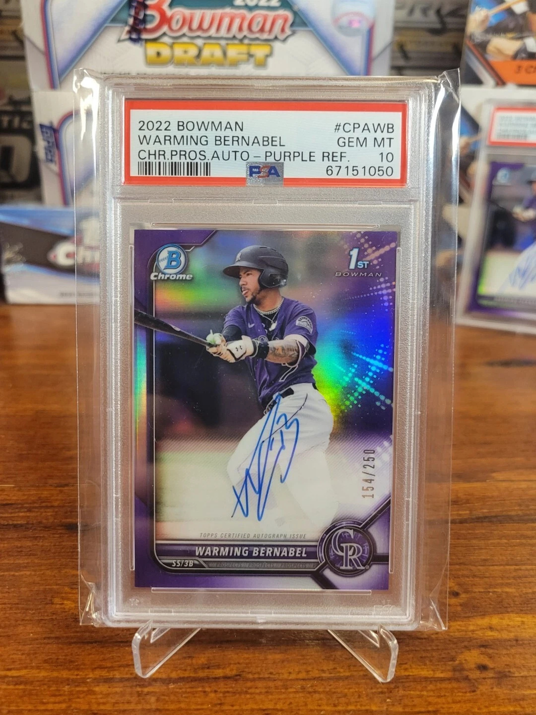 Warming Bernabel 2022 Bowman #CPA-WB Chrome Prospect Auto - Purple ...