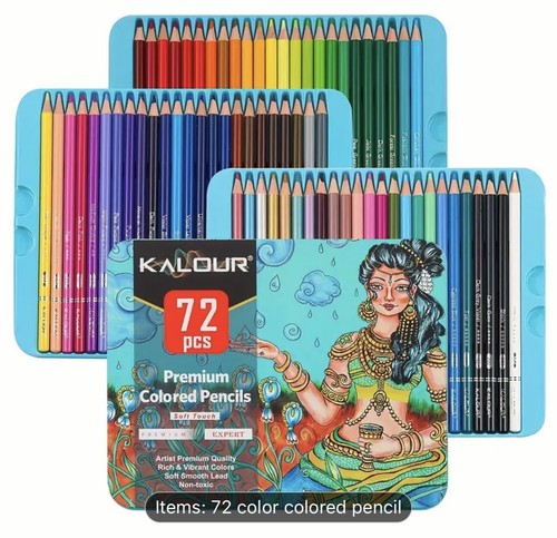 KALOUR 72 Colored Pencils for Adult Coloring Books Soft Core NEW ...