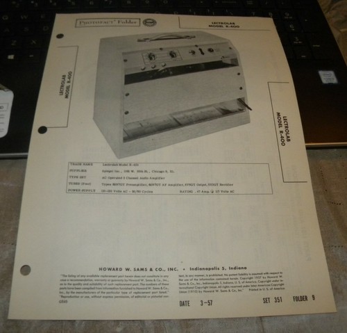 LECTROLAB 3 CHANNEL AUDIO AMPLIFIER MODEL: R-400 (SAMS PHOTOFACT 351-9 ...
