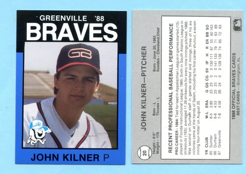 1988 Best Cards - Minor League -Greenville Braves -John Kilner- Box 219 ...