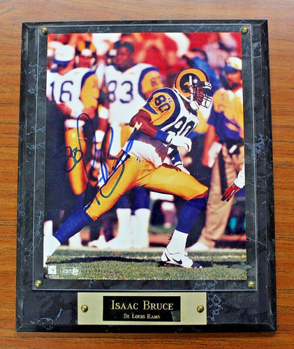 ISAAC BRUCE SL RAMS AUTOGRAPHED Signed FRAMED 8X10 PHOTO--10X13 PLAQUE ...