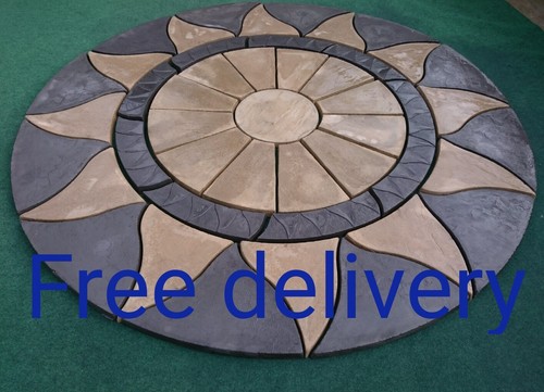Paving sun aztec circle rotunda for garden patio slab stone feature ...
