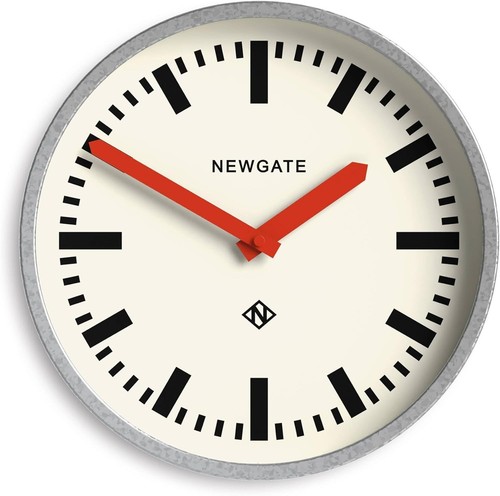 30cm Retro Silent Wall Clock Red Hands Galvanised Metal Industrial ...