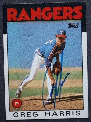 Texas Rangers star Greg Harris signed / autographed 1986 Topps Baseball ...