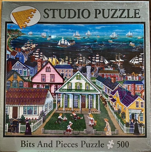 Harbor Town Kemon Sermos ships boats 16X20 Bits and Pieces 500pc STUDIO ...
