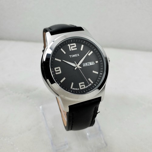 TIMEX ELEVATED CLASSIC T2E561 DAY/DATE INDIGLO QUARTZ BLACK MEN'S WATCH ...