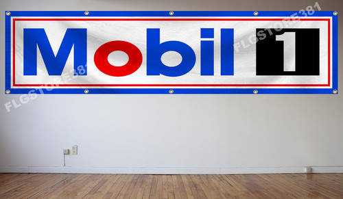 Mobil 1 Flag Banner 2X8Ft Mobil One Motor Sports Oil Shop Garage Wall ...
