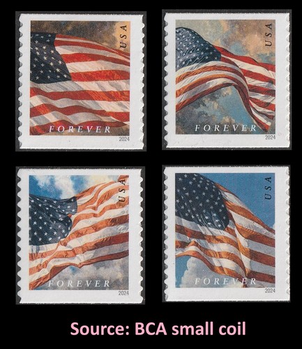 US 5875-5878 5878a Flag F coil single set 4 (from BCA small coil) MNH ...