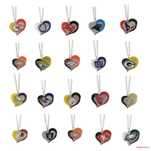 New NFL 32 Teams Fashion Jewelry Swirl Heart Charm Pendant Necklace | eBay