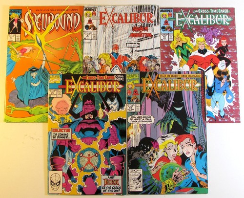 1989 Mixed Lot of 5 #Excalibur 8, 16, 25, 44, Spellbound 6 Marvel Comic ...