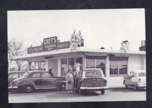 REAL PHOTO CHET'S STEAKBURGERS RESTAURANT ADVERTISING OLD CARS POSTCARD ...