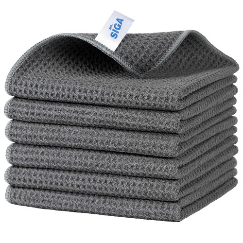 Waffle Pattern Cleaning Cloths, Reusable Absorbent Microfiber Cleaning ...