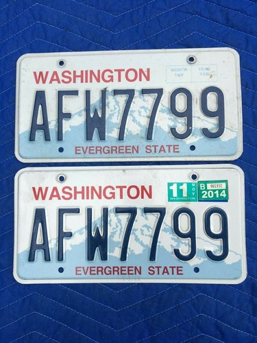 PAIR WASHINGTON LICENSE PLATE AFW7799 EVERGREEN STATE | eBay