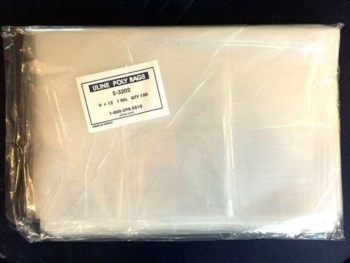 100 CLEAR 9 x 12 POLY BAGS PLASTIC LAY FLAT OPEN TOP PACKING ULINE BEST ...
